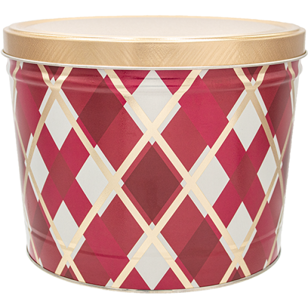 15T Burgundy Diamonds - 2 Gallon Tapered (15T) - Popcorn Cans - Tins & Cans